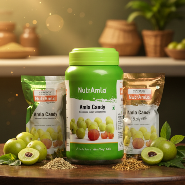 Amla Candy Pieces Jar 500g + 2 Packets Free – NutrAmla