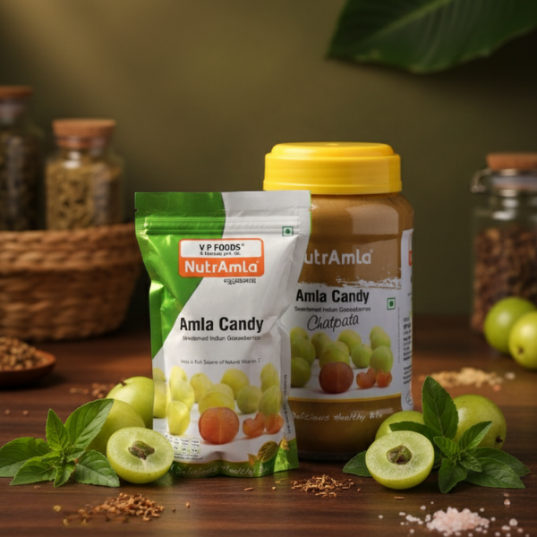 Chatpata Amla Candy Jar 500g + Amla Candy Pieces 200g Pouch – NutrAmla